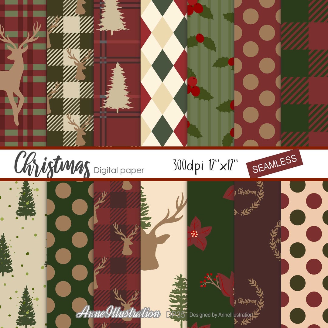 Christmas Digital Papers(seamless)holiday,scrapbook Paper,pattern ...