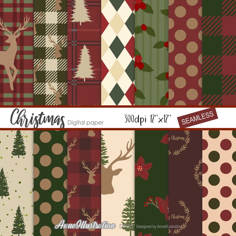 Christmas Digital Papersseamlessholidayscrapbook - Etsy Australia