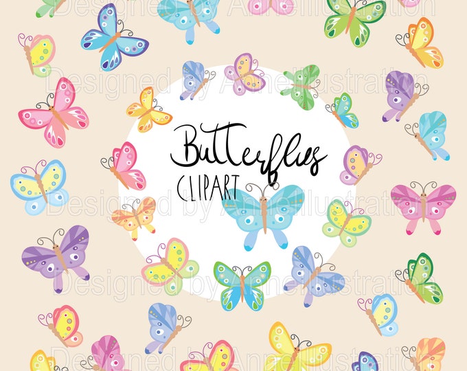 Pastel Butterfly Clipart, Cute Graphics PNG, Spring Bugs, Garden ...