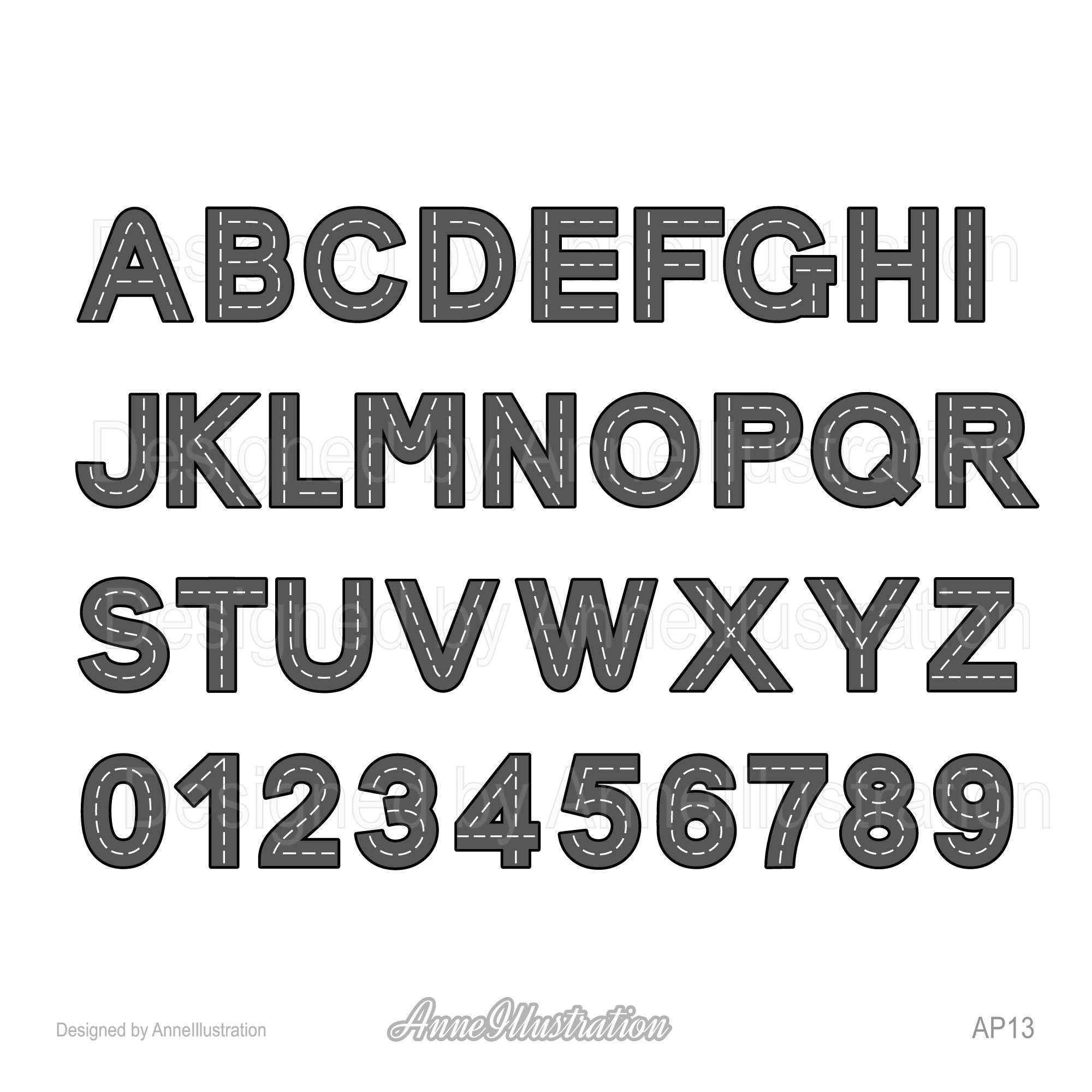 Race Track Alphabetroad Numbers Letters Clipartcar Track | Etsy