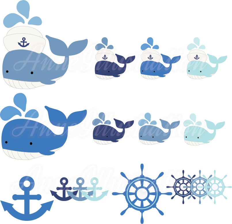 Nautical Clipartsailing Clipartsailboat Clipartwhales | Etsy