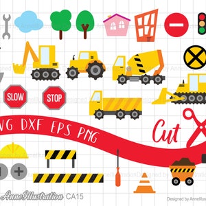 Construction Svg,cut File,clipart,truck Clipart,diggers,crane,bulldozer ...