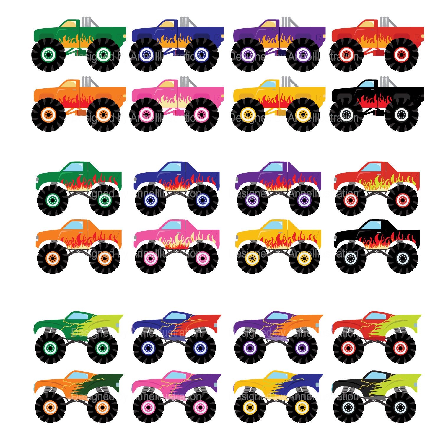 Monster Truck Clipart,boy Clipart,racing Invitations Clipart,fire ...