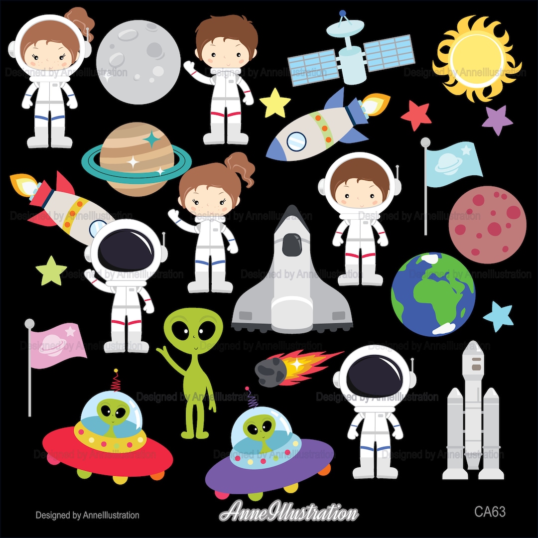 Astronaut Clipart,spaceship,outer Space Clipart,rocket,ufo,alien,kids ...