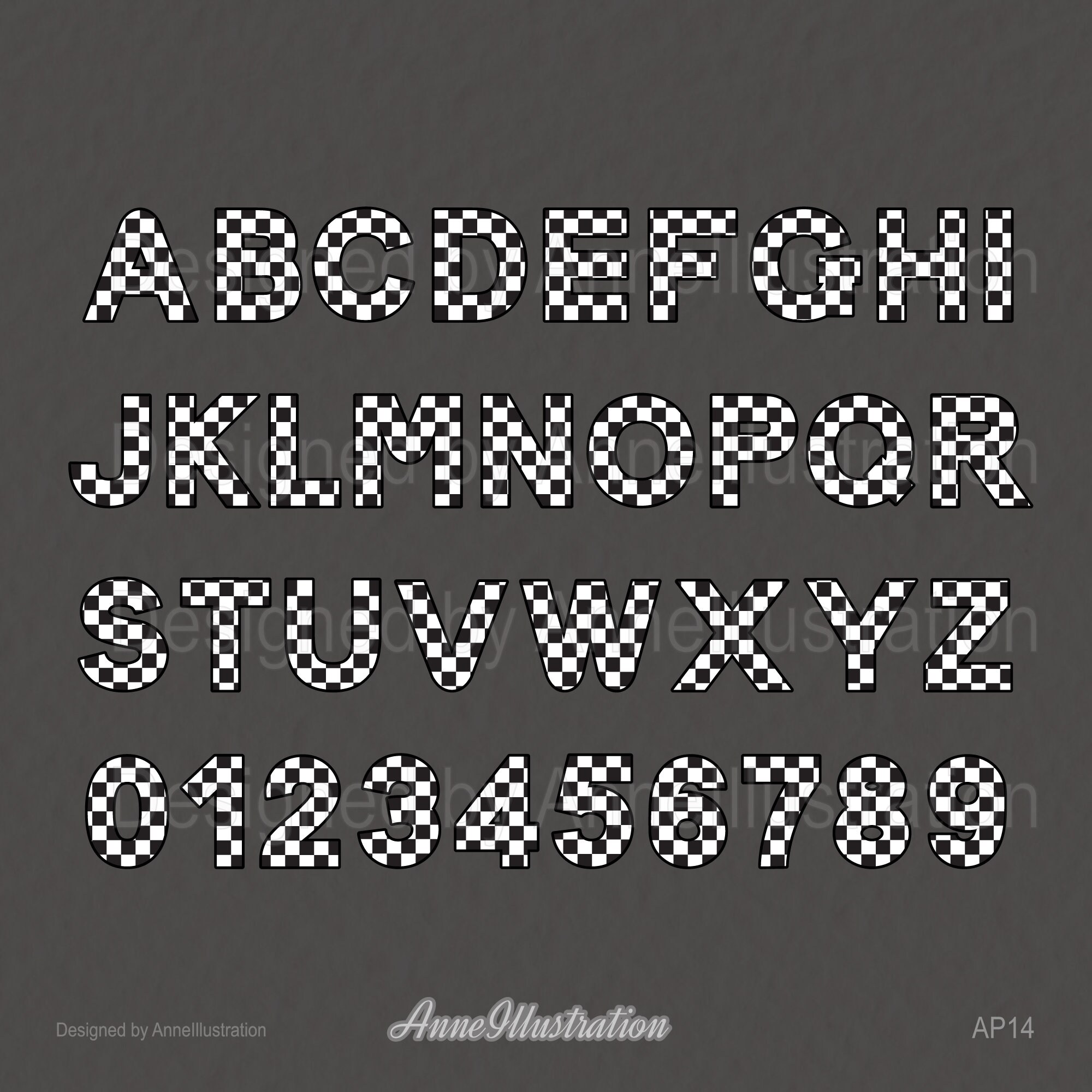 Racing Checkered Alphabetroad Numbers Letters Clipartcar - Etsy