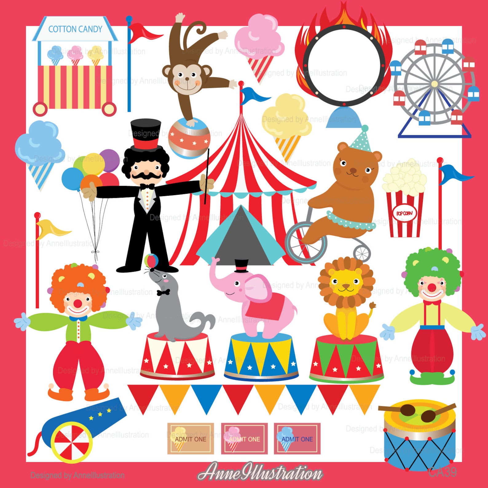 Circus Clipartcarnival Clipartanimals Clipartclown - Etsy Australia