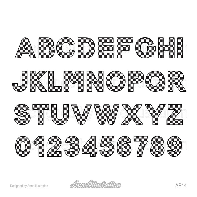 Racing Checkered Alphabetroad Numbers Letters Clipartcar - Etsy