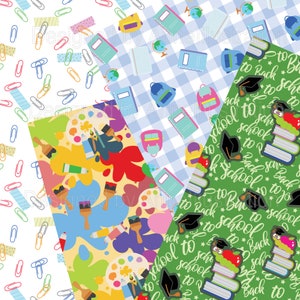 School Supplies Digital Papers(seamless),back to School,school Rules ...