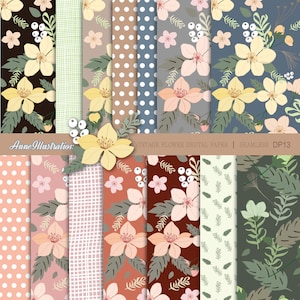 Vintage Flowers Digital Paper(seamless),pattern,floral Digital Papers ...