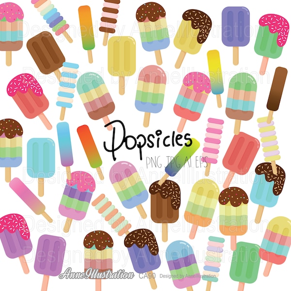 Ice Lolly Clipart - Etsy UK