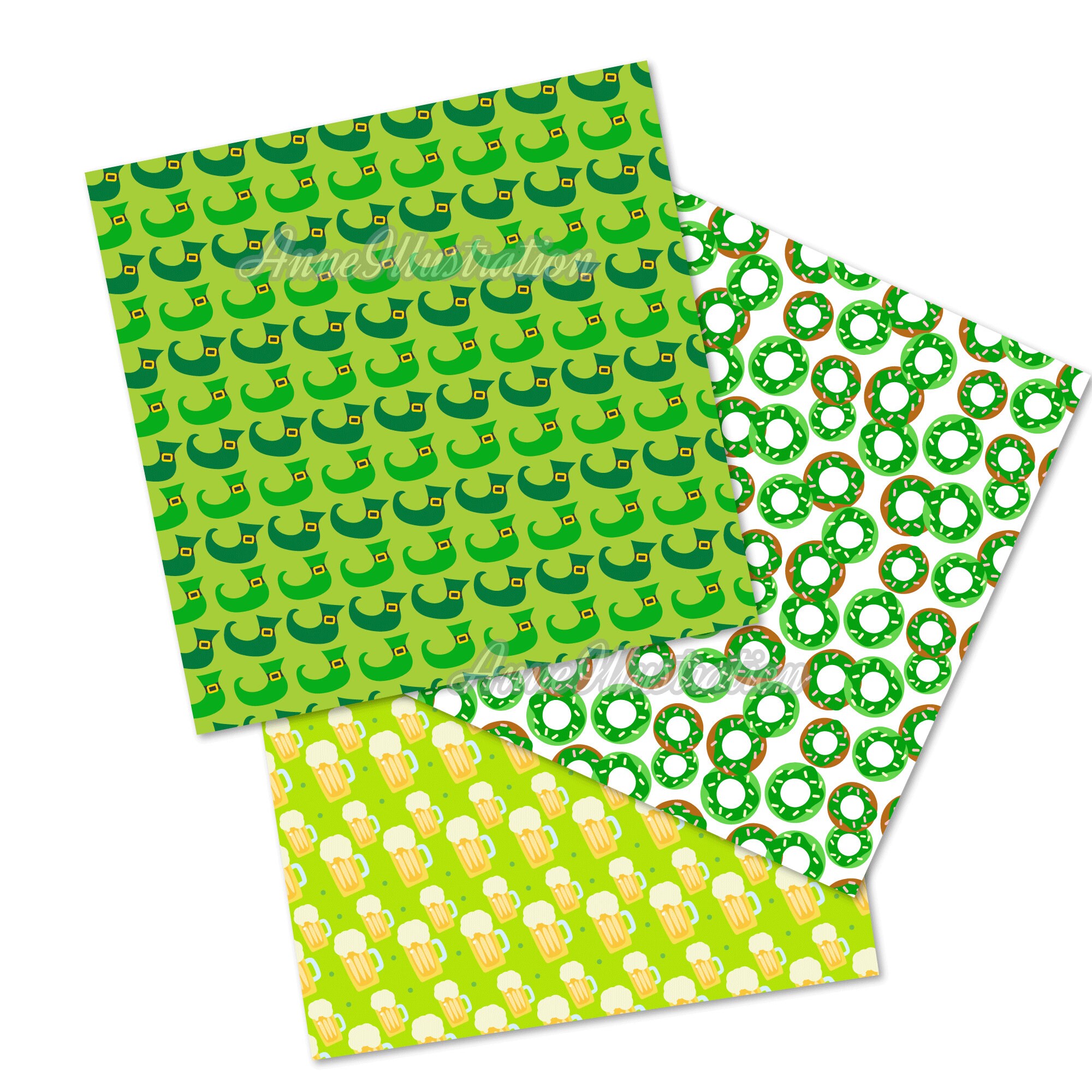 St Patricks Day Digital Papers(seamless),clovers,cute Shamrock,saint ...