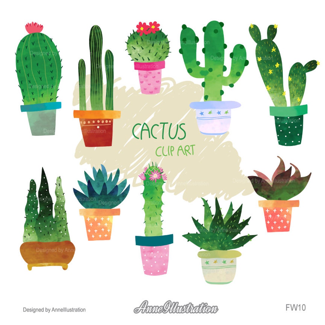 Cactus Clipart,water Color Cactuses Clipart,plant Clipart, Succulent ...