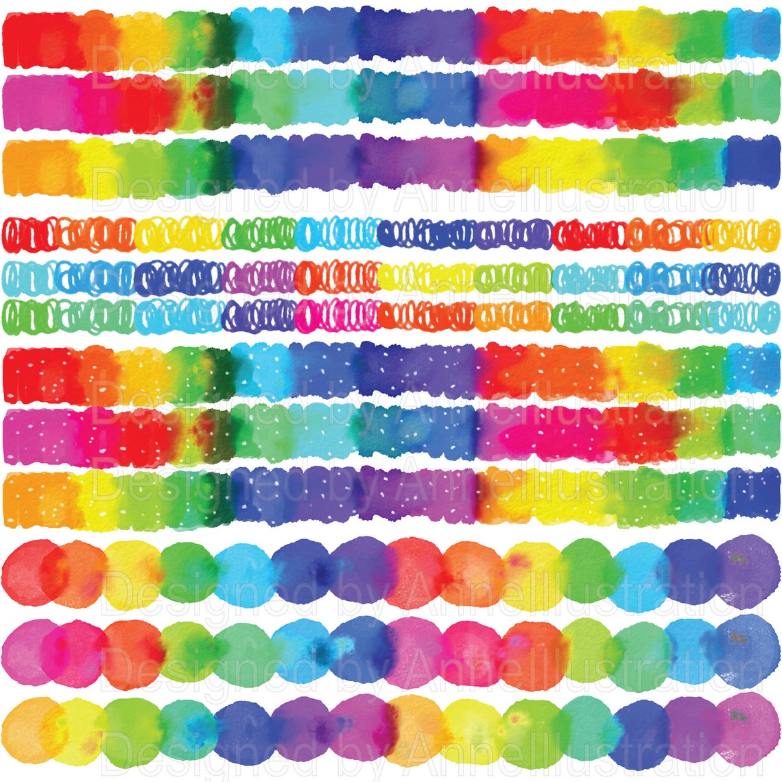 Watercolor Rainbow Border Clipartcircle Borderinvitation | Etsy