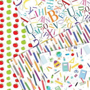 School Supplies Digital Papers(seamless),back to School,school Rules ...