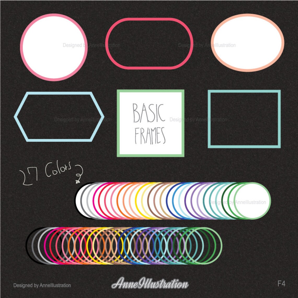 Basic Frame Clipartcircle Frame Clipartroundsquare Frame | Etsy Australia
