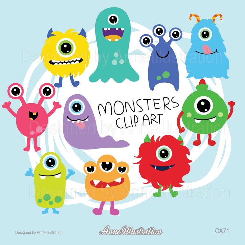 Monster Clipart - Etsy