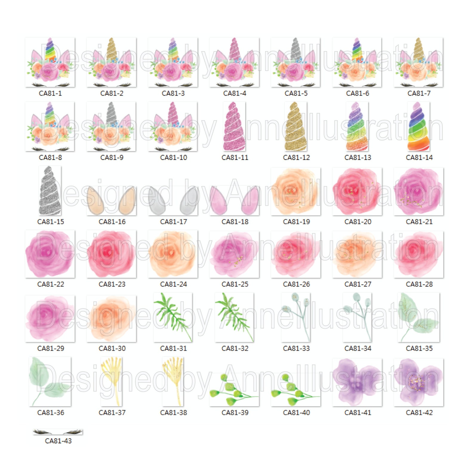 Watercolor Unicorn Face Clipartsparkling Unicorn Hornglitter - Etsy