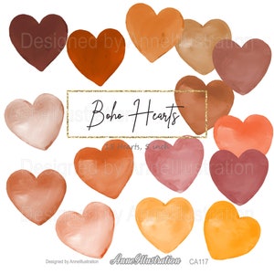 Boho Heart Clipart,love Clipart,watercolor Heart,valentines,multicolor ...