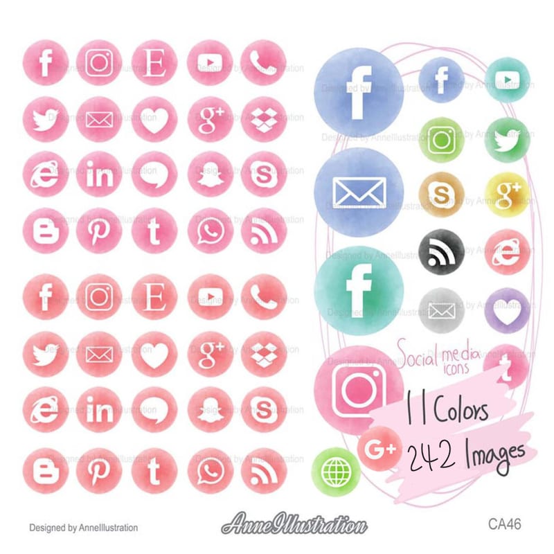 Watercolor Social - Etsy