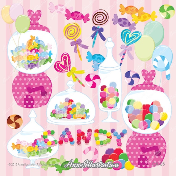 Candy Clipart Personal & Commercial Use Vector Instant - Etsy Australia
