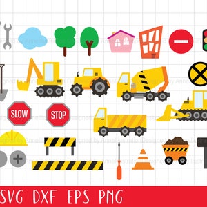 Construction Svg,cut File,clipart,truck Clipart,diggers,crane,bulldozer ...