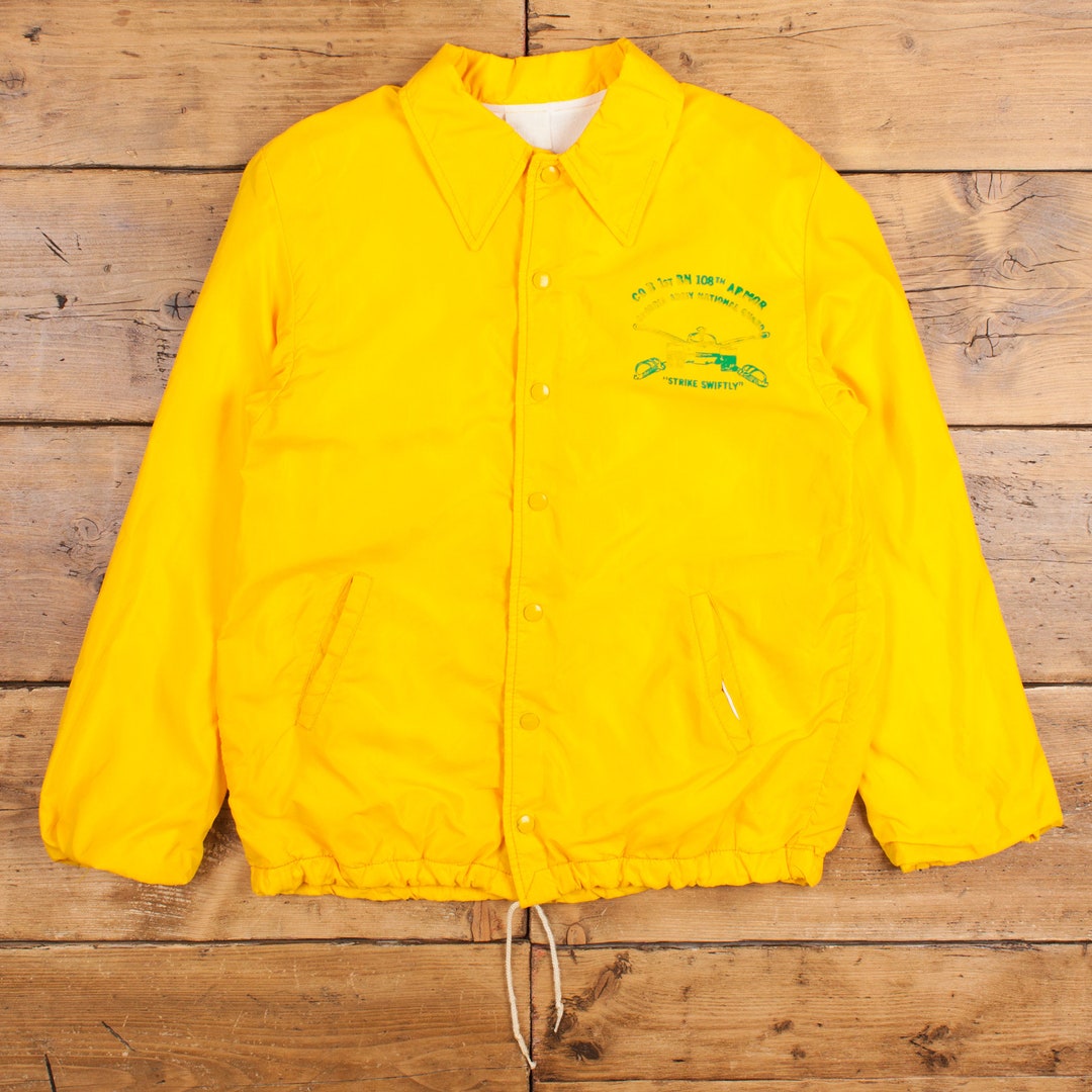 Vintage Howe Coach Jacket M 90s National Guard USA Made Yellow Snap - Etsy