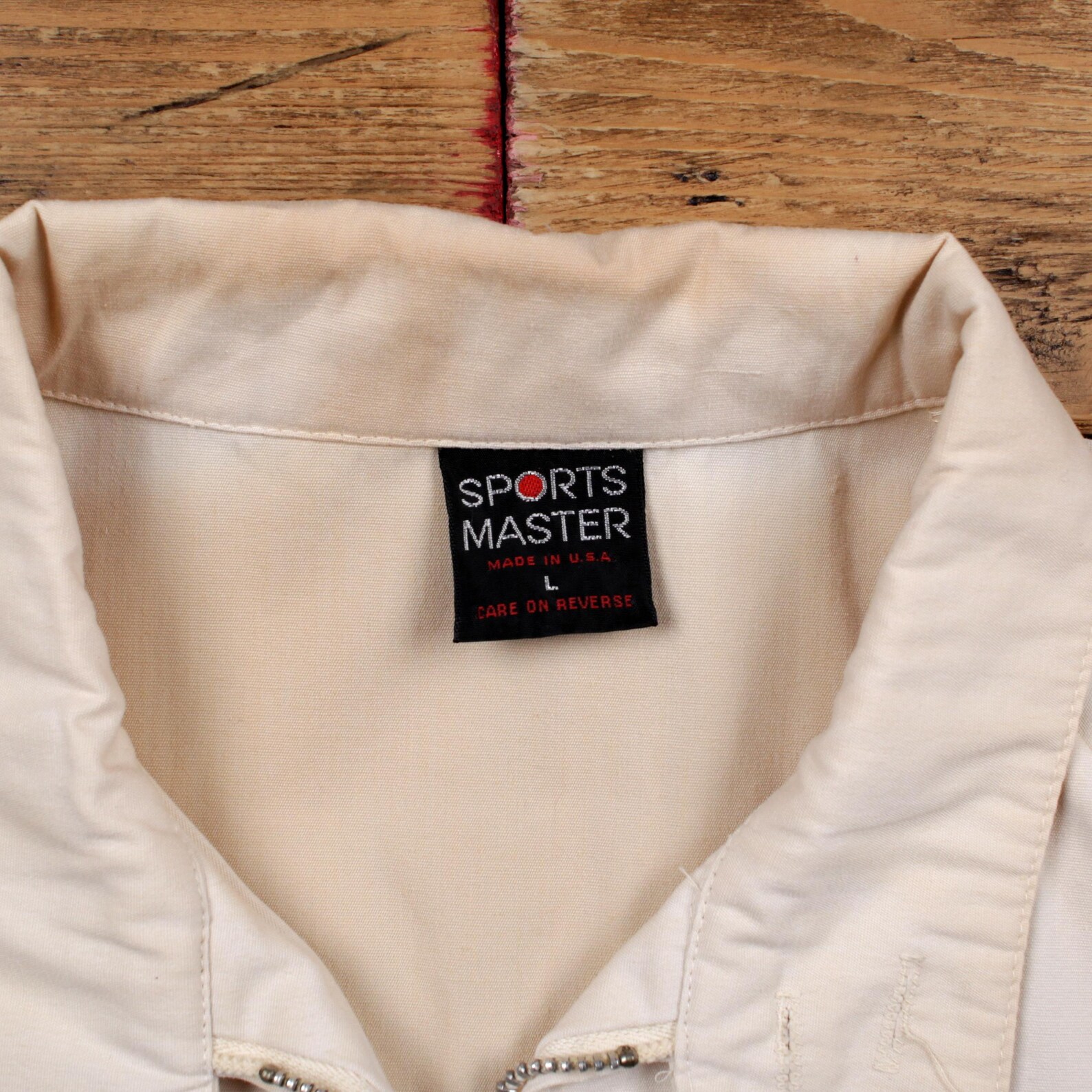 Vintage SPORTS MASTER Windbreaker Jacket L Mens USA Made 80s Beige Full ...