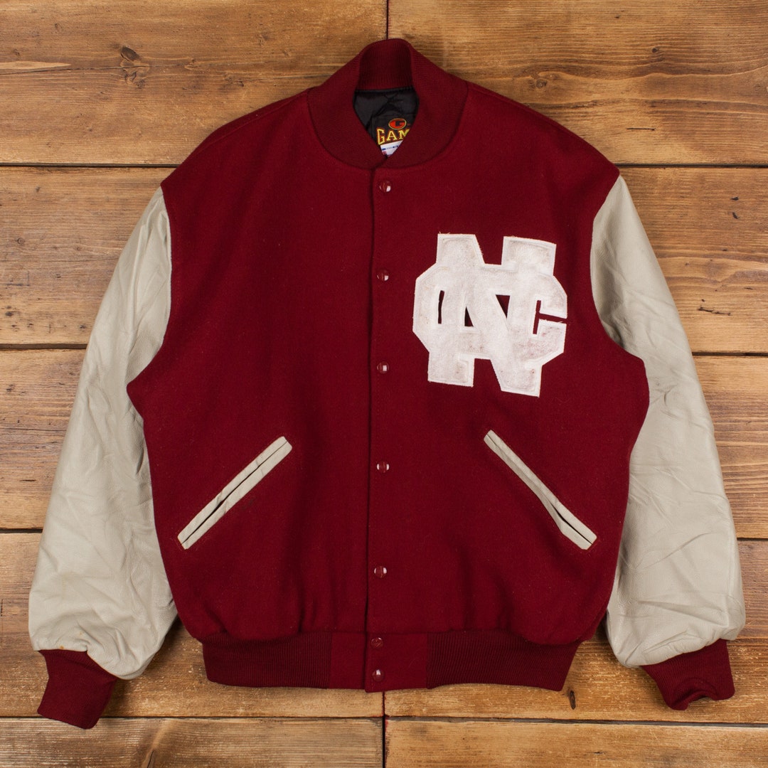 Vintage GAME Varsity Jacket XL 90s Bomber Wool USA Made Red Snap - Etsy