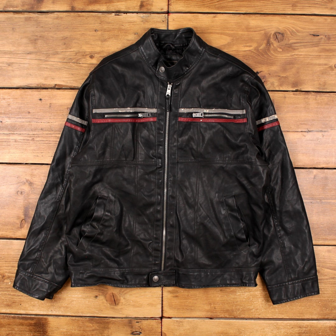 Vintage Arizona Leather Jacket L Biker Cafe Racer Black - Etsy