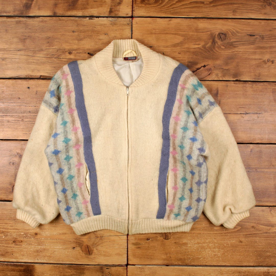 Vintage Samband of Iceland Full Zip Pockets Cardigan M 70s Icelandic ...