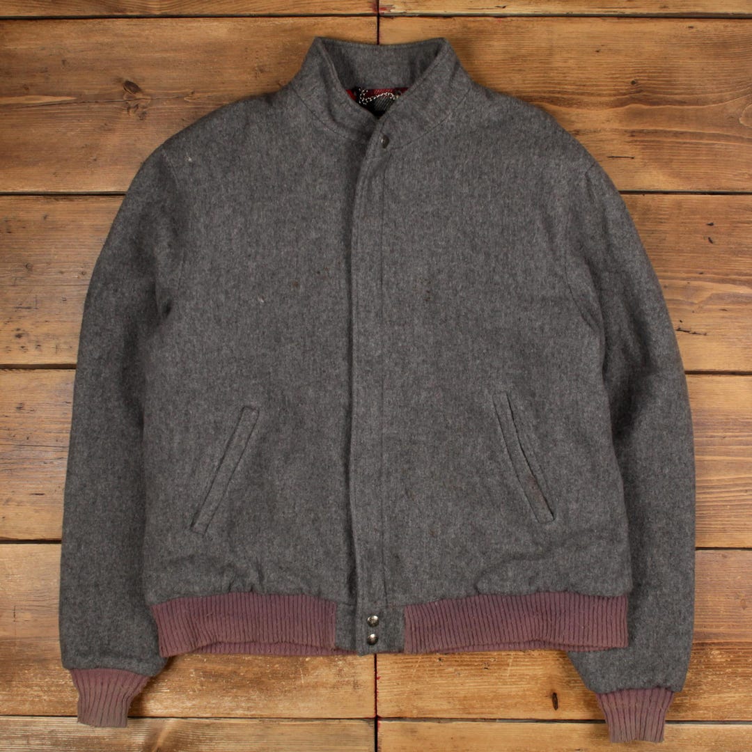 Vintage Woolrich Bomber Jacket XL Mens USA Made 90s Grey Wool Lined - Etsy
