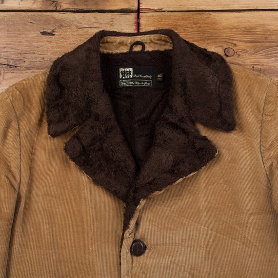 Vintage Sears Corduroy Jacket M 70s Faux Fur Lined Ra… - Gem