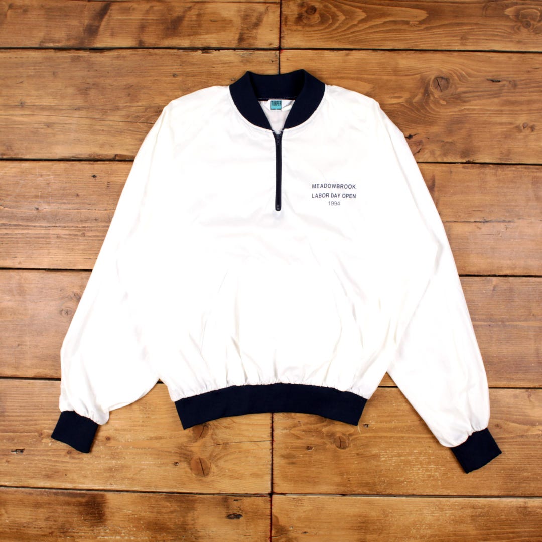 Vintage Turfer Windbreaker Jacket L 90s Labor Day Open USA Made White ...