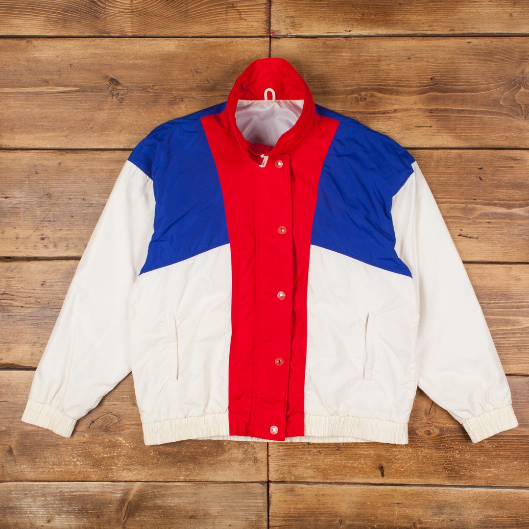 Vintage CB Sports Windbreaker Jacket L 80s USA Made White Womens Zip ...