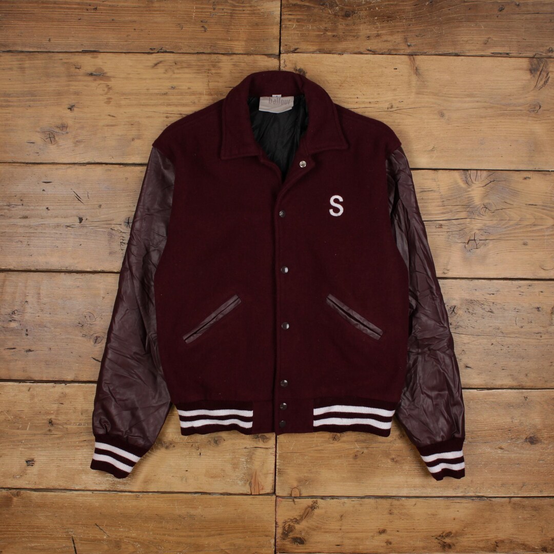 Vintage Balfour Varsity Jacket S 90s Bomber Letterman Red - Etsy