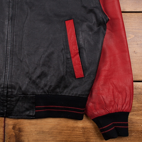 Vintage Campus Varsity Jacket M Bomber Leather Black … - Gem