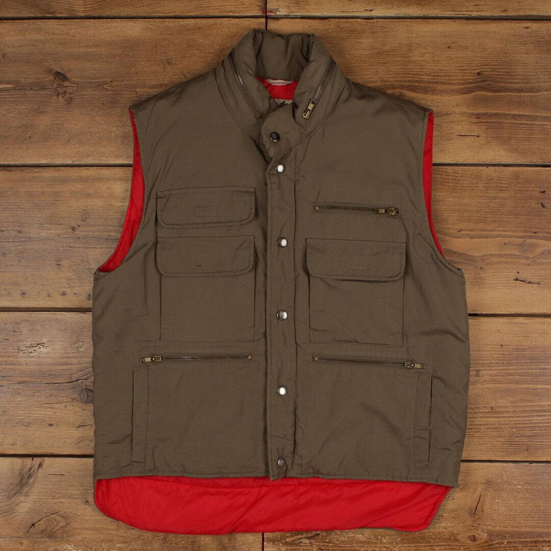 Vintage Sears Gilet Jacket M Mens 80s Brown Padded Fieldmaster Hunting ...