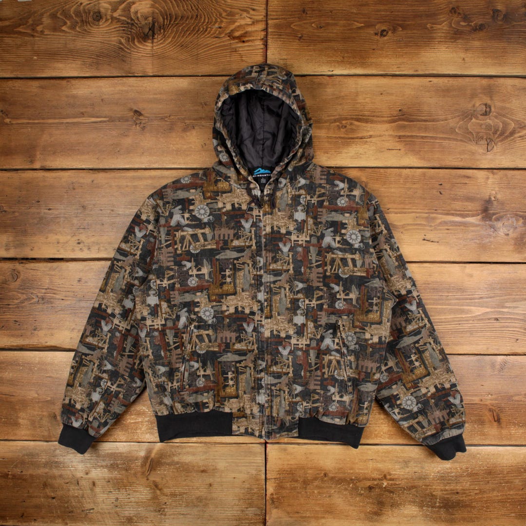 Vintage Tri Mountain Workwear Jacket L 90s Oil Field Camo Active USA ...