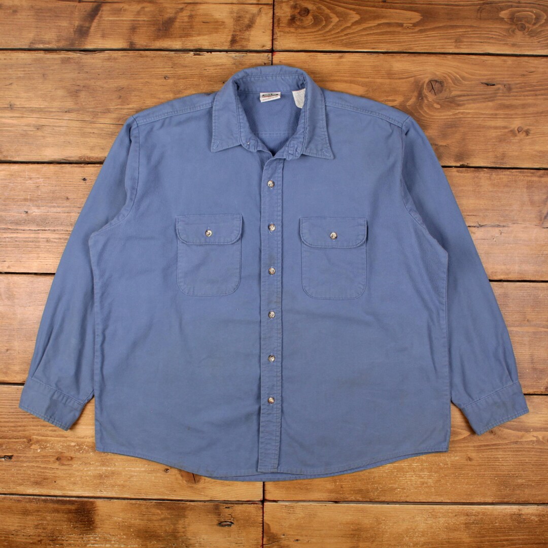 Vintage Five Brother Chamois Shirt Button 2XL USA Made 90s Mens Long ...