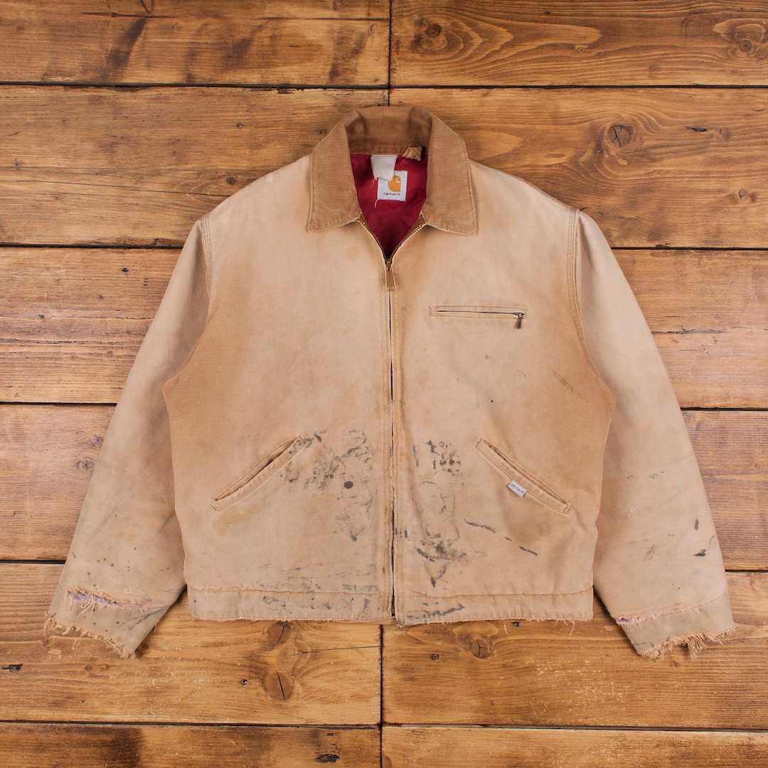 Vintage Carhartt Workwear Jacket L Detroit Sunfaded Beige Zip - Etsy Portugal