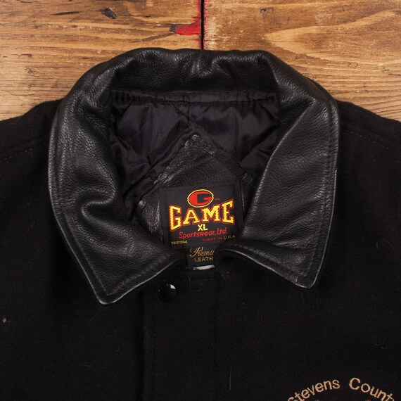 Vintage GAME Varsity Jacket XL 90s Bomber USA Made Bl… - Gem