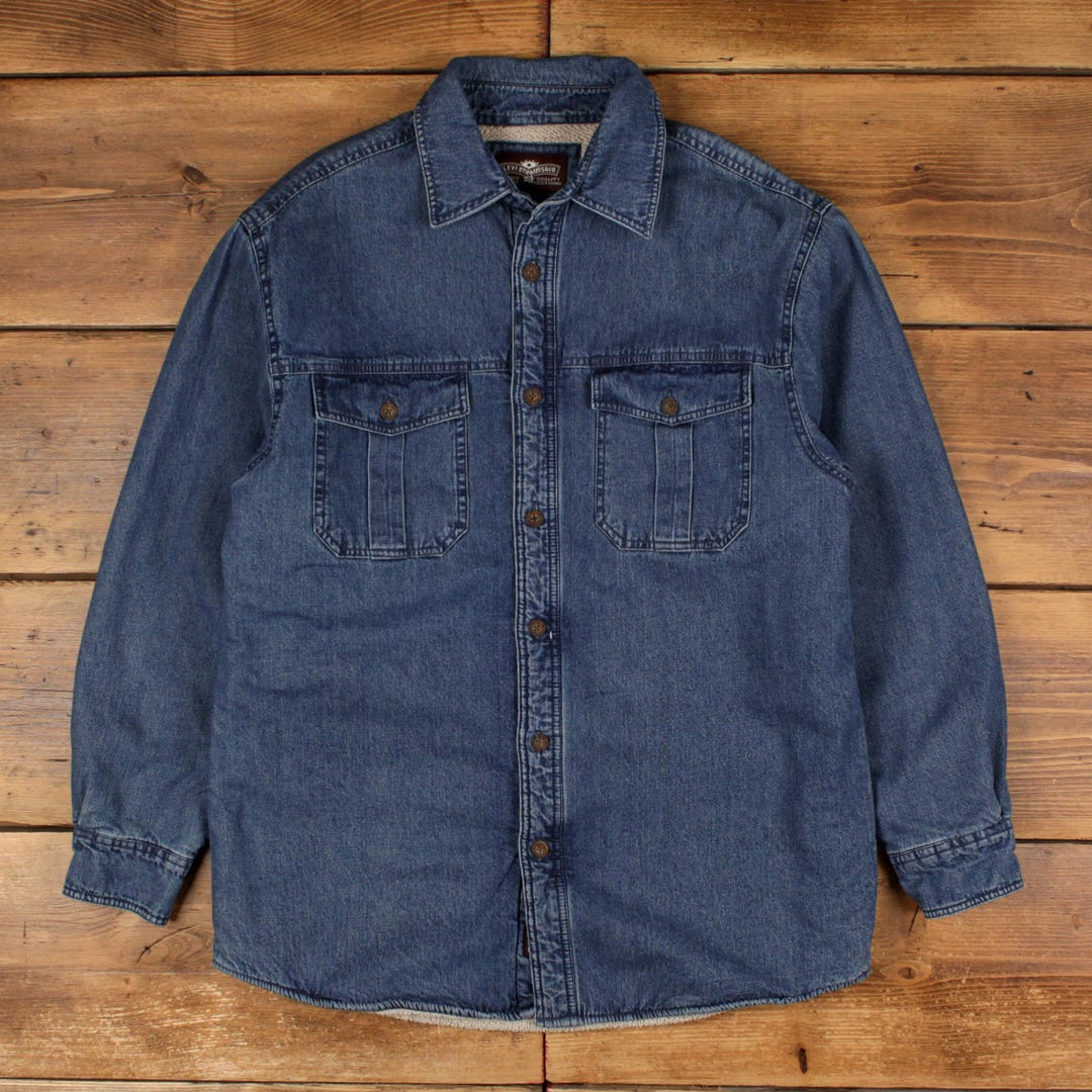 Levis Denim Button Shirt M Mens Cotton Sherpa Lined Workwear Blue - Etsy