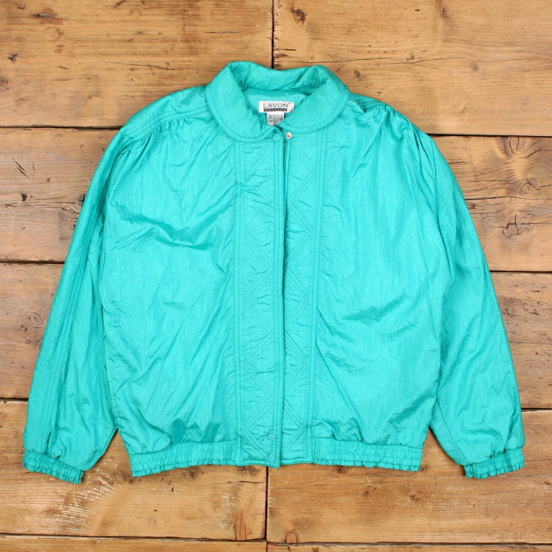 Vintage Lavon Windbreaker Jacket L 80s Bomber Blue Womens - Etsy