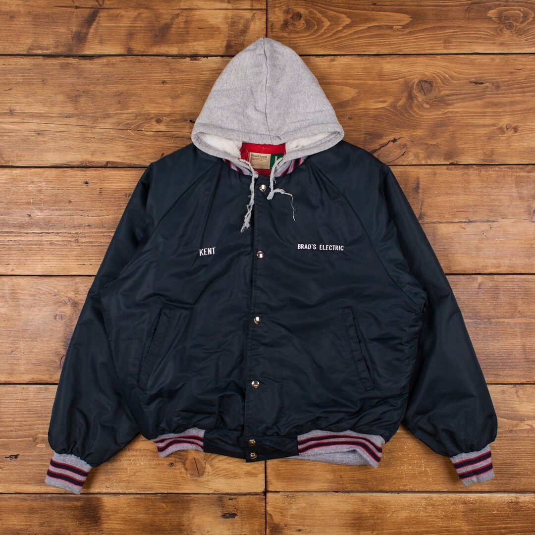 Vintage Wearguard Varsity Jacket L Bomber Hoodie Blue Snap - Etsy