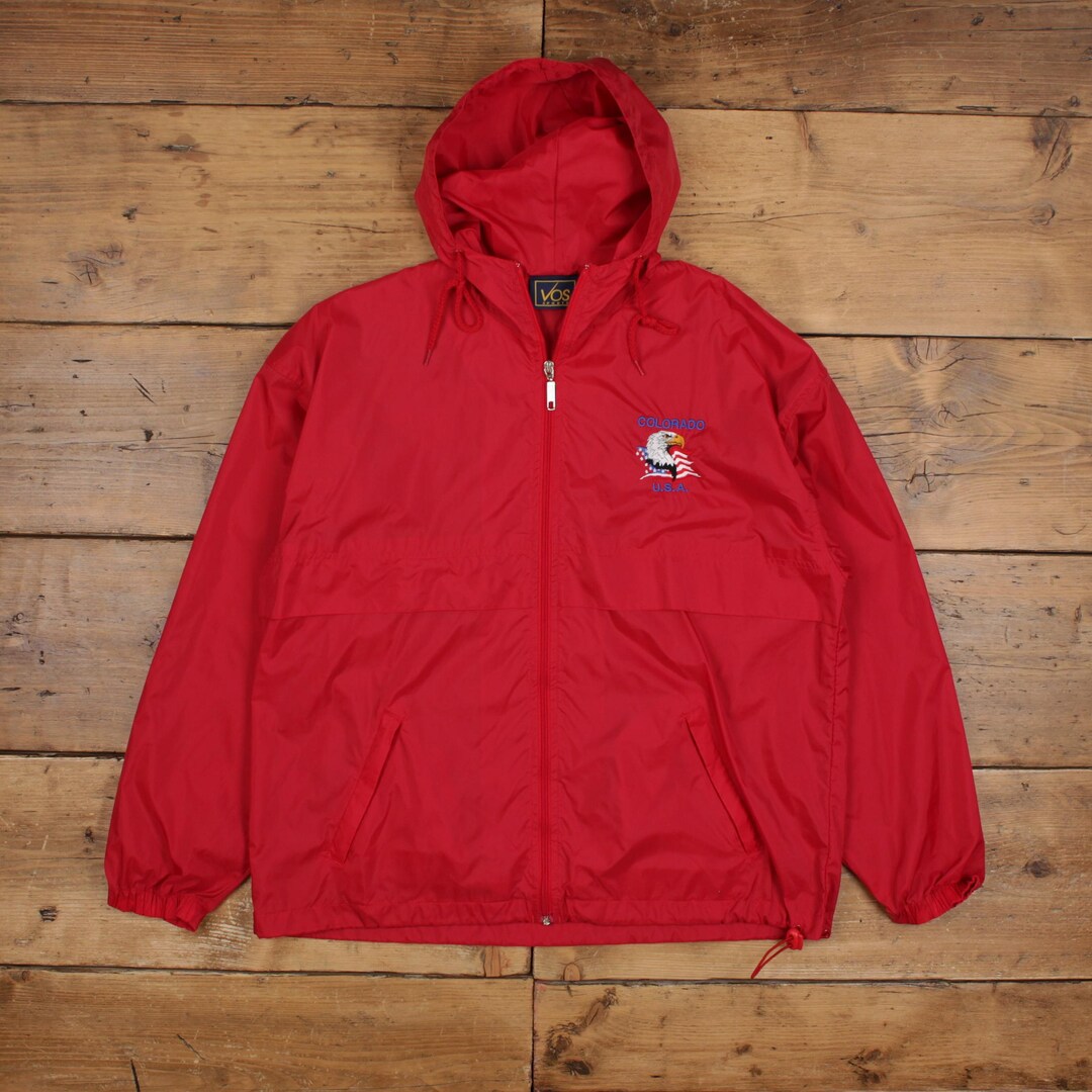Vintage Vos Sports Windbreaker Jacket M 90s Embroidered Colorado Red - Etsy