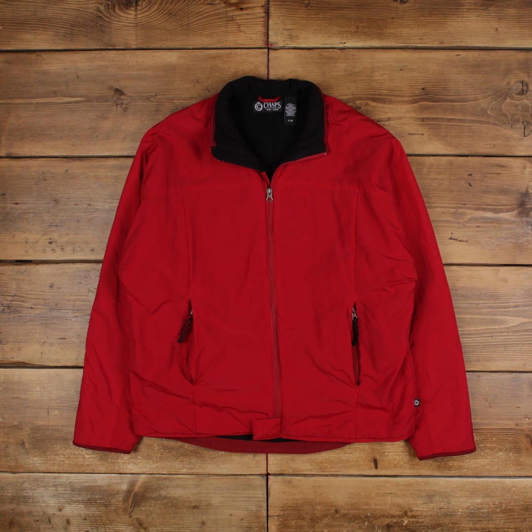Vintage CHAPS Windbreaker Jacket L Bomber Red - Etsy