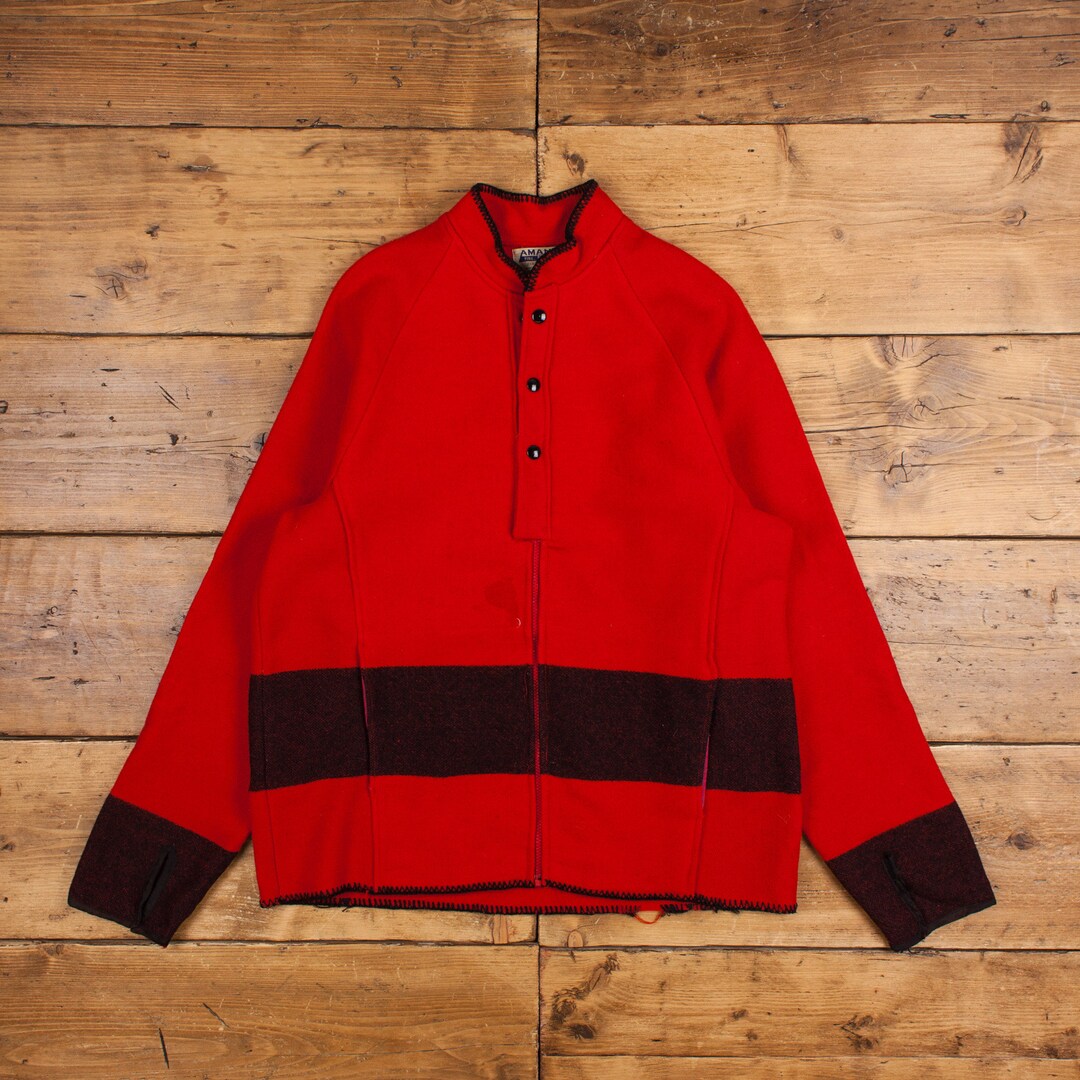 Vintage Wool Coat L 60s Hunting Pullover USA Made Red Zip Snap - Etsy
