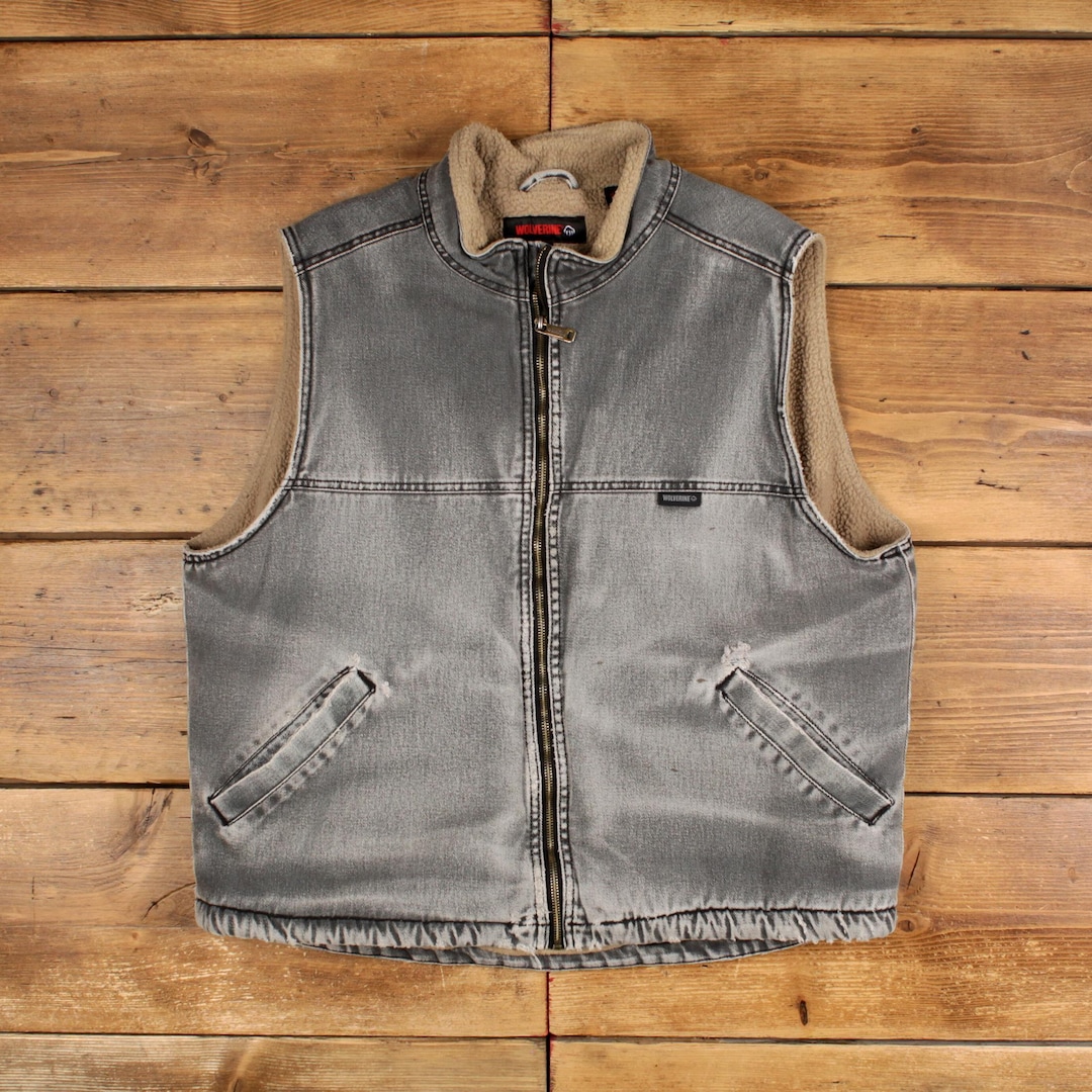 Vintage Wolverine Workwear Gilet XL Vest Denim Grey - Etsy