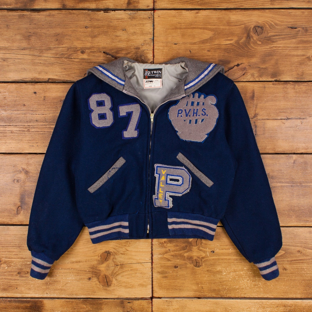 Vintage Butwin Varsity Jacket S 80s Letterman Sailor Collar USA Made ...