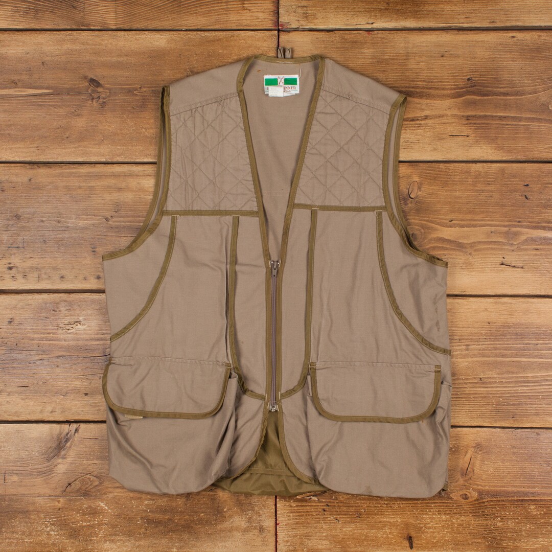 Vintage Game Winner Hunting Gilet L 80s Gilet Beige Zip - Etsy